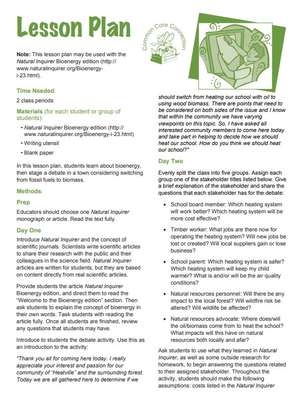Bioenergy Lesson Plan - Natural Inquirer