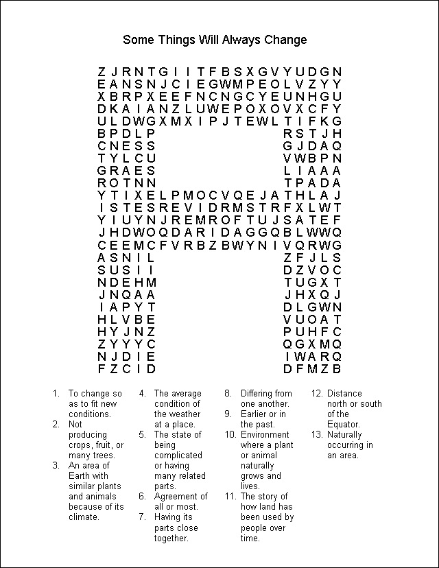Word Search - Some Things Will Always Change - Natural Inquirer