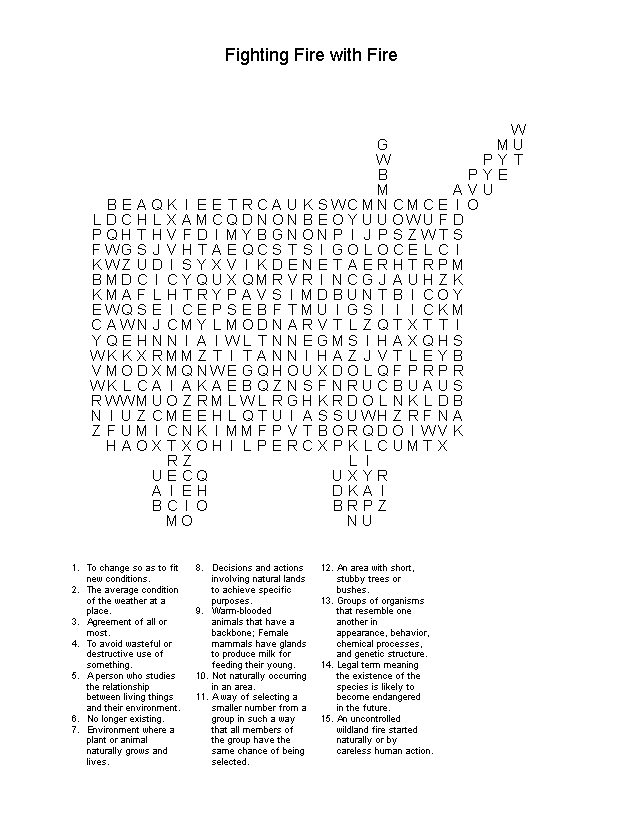 Word Search - Fighting Fire with Fire - Natural Inquirer