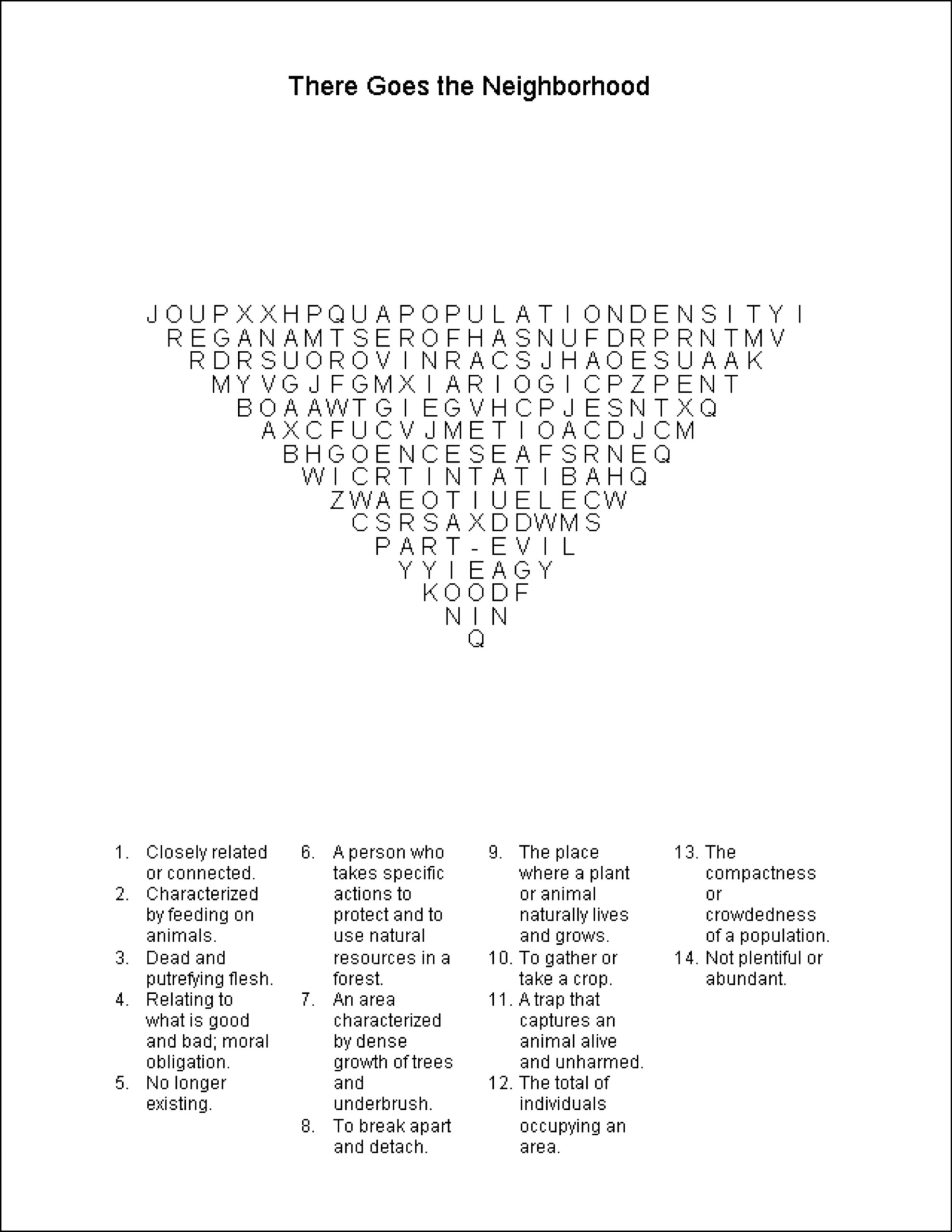 Word Search - There Goes the Neighborhood - Natural Inquirer