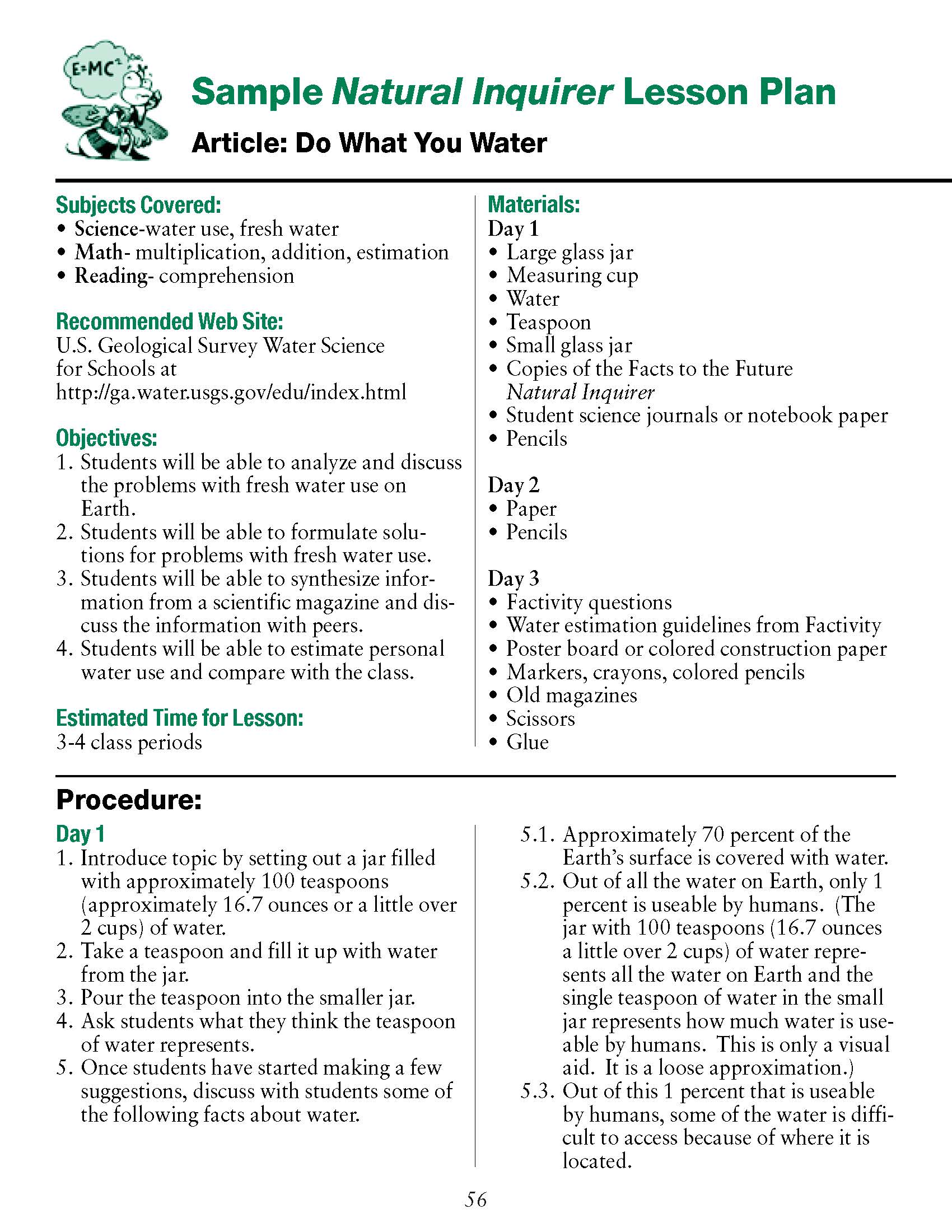 Lesson Plan - Do What You Water - Natural Inquirer