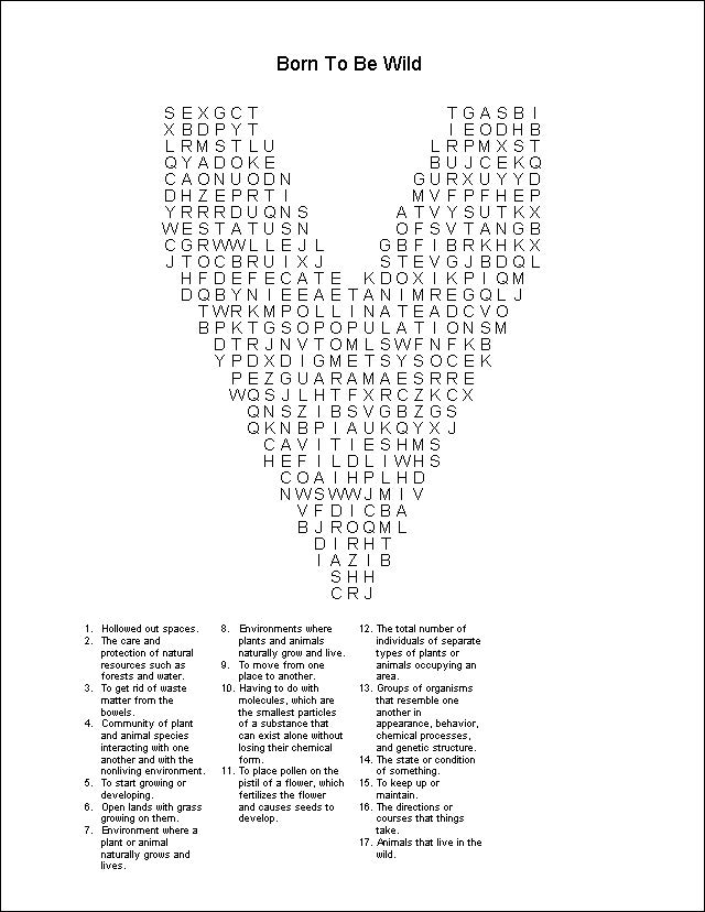 Word Search - Born to Be Wild - Natural Inquirer