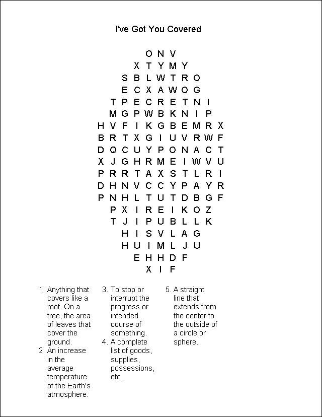 Word Search - I've Got You Covered - Natural Inquirer