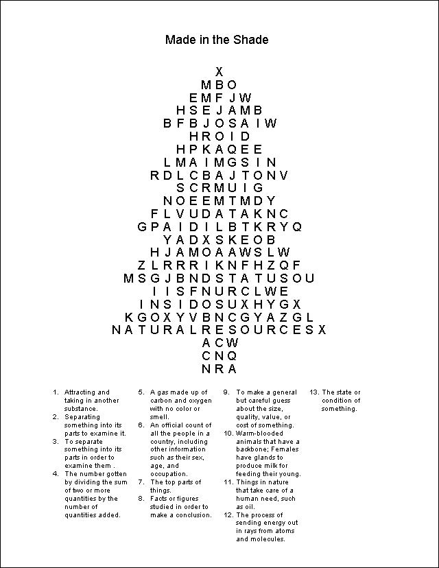 Word Search - Made in the Shade - Natural Inquirer
