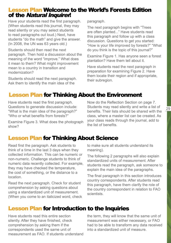 Lesson Plan - World's Forests 1 - Natural Inquirer