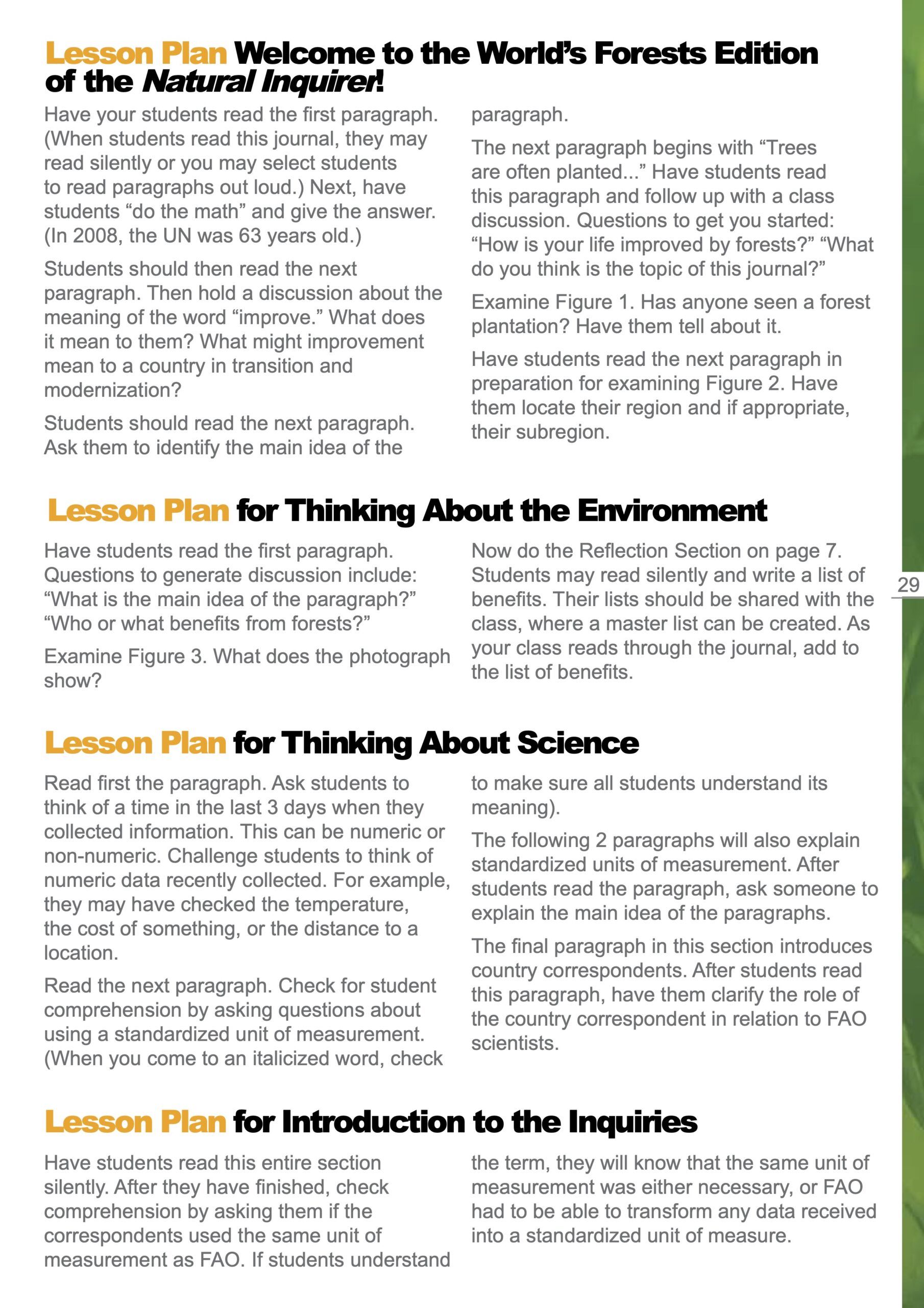 Lesson Plan - World's Forests 1 - Natural Inquirer