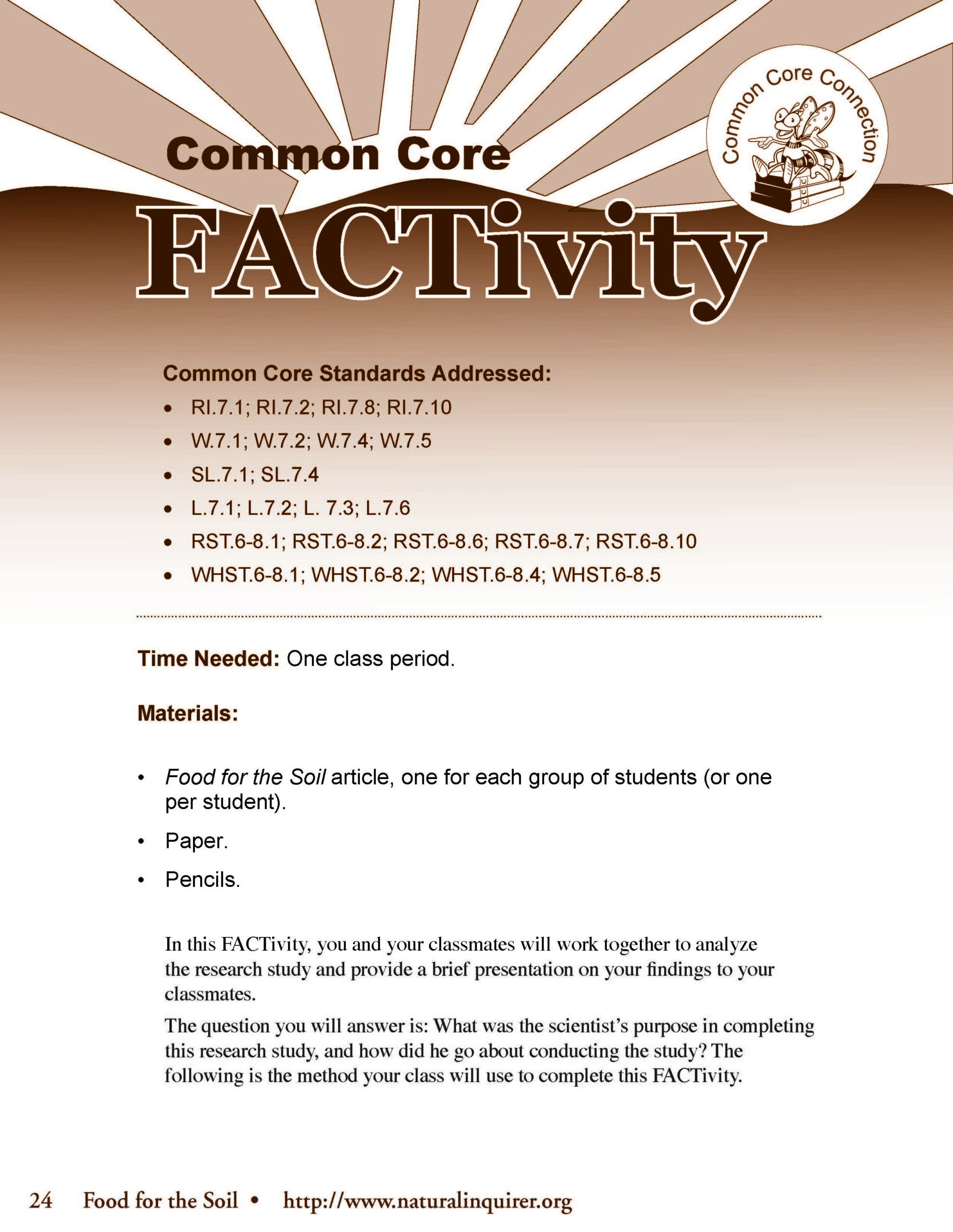 FACTivity - Common Core Guided Reading - Natural Inquirer