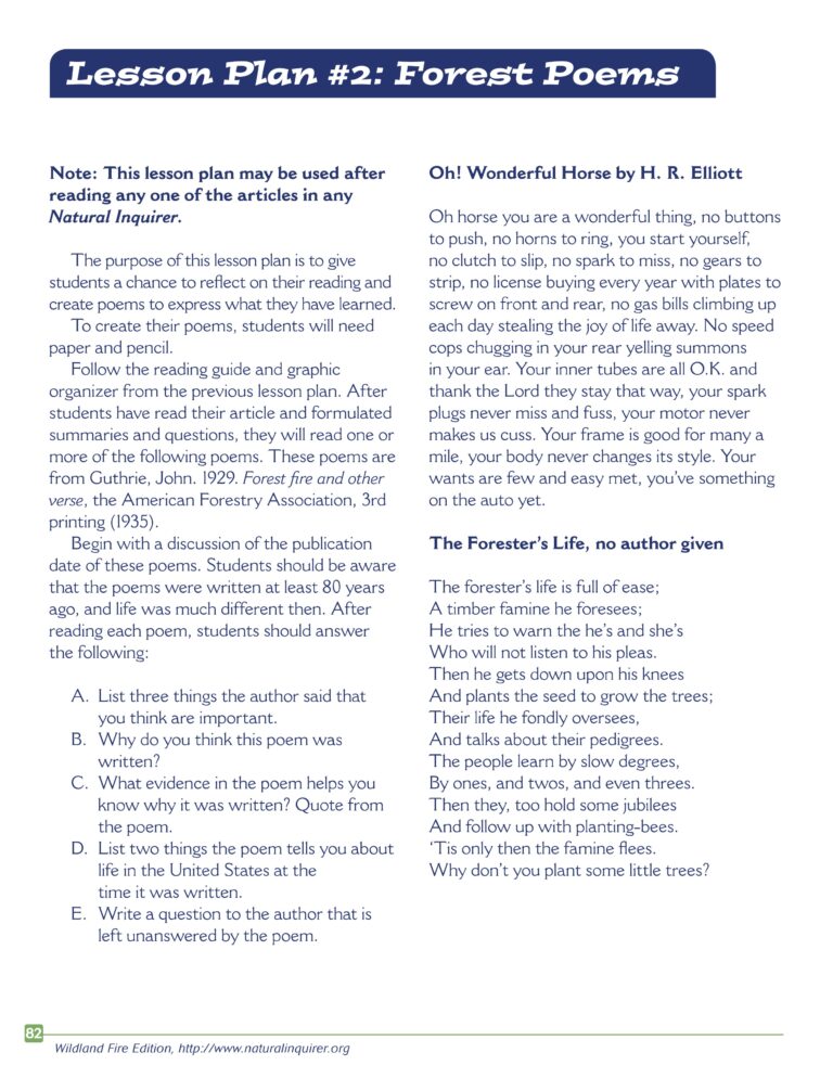 Lesson Plan - Forest Poems - Natural Inquirer