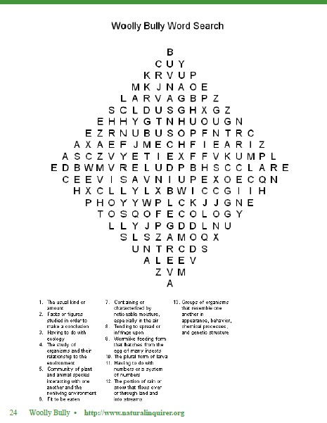 Word Search - Woolly Bully - Natural Inquirer