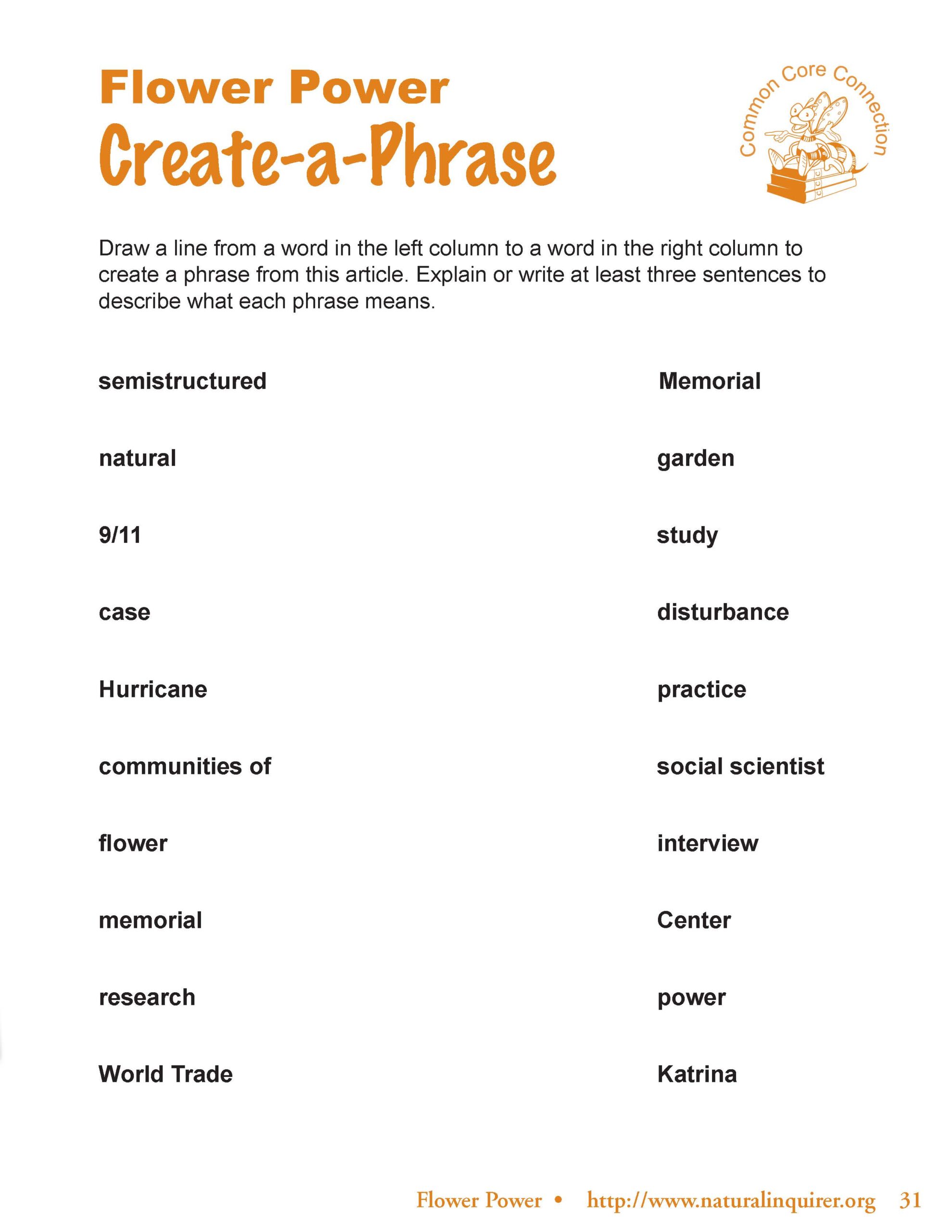 Create a Phrase - Flower Power - Natural Inquirer