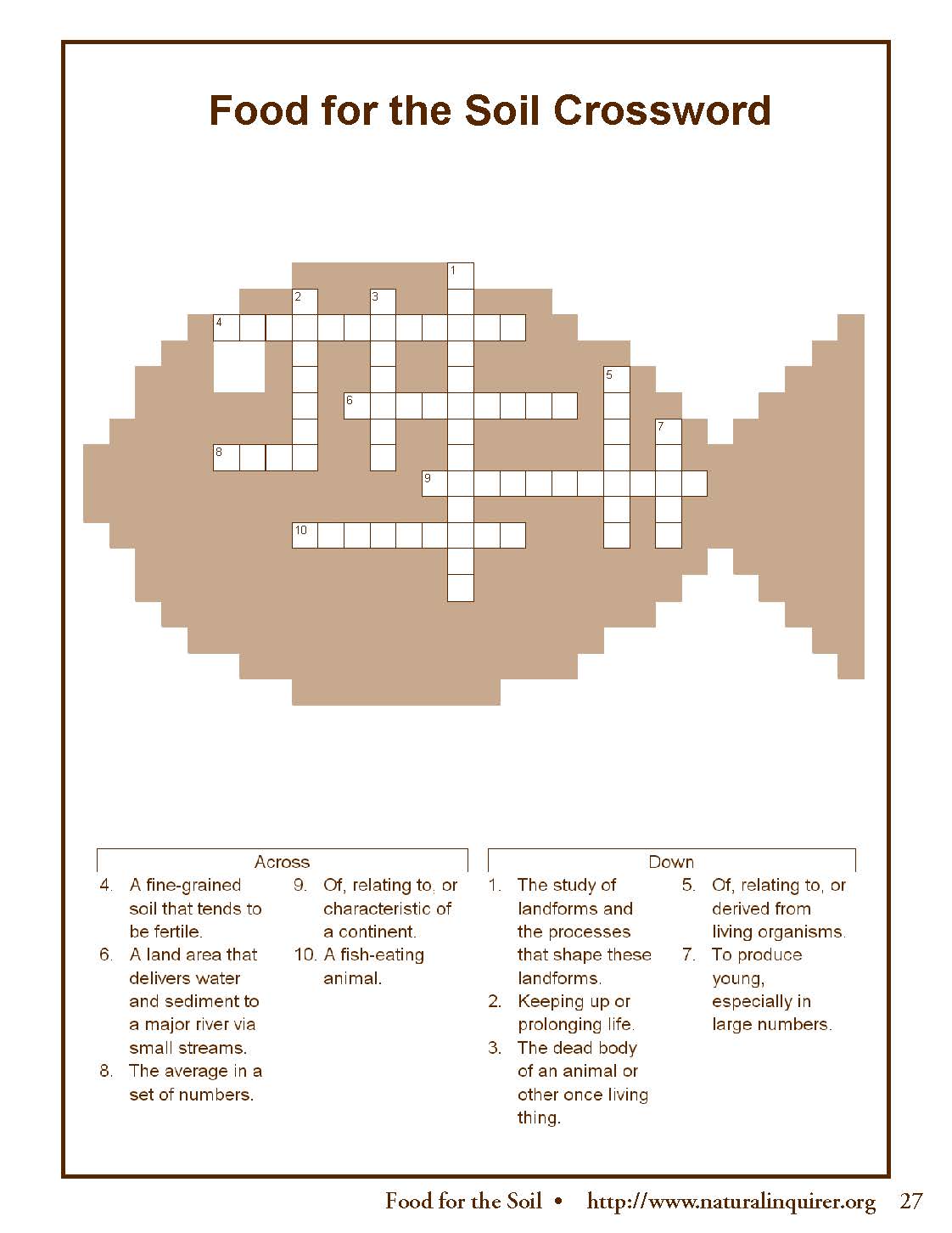 Crossword - Food for the Soil - Natural Inquirer