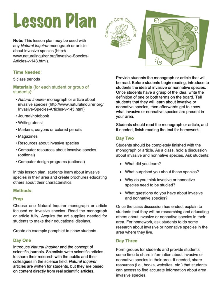 Lesson Plan - Invasive Species - Natural Inquirer