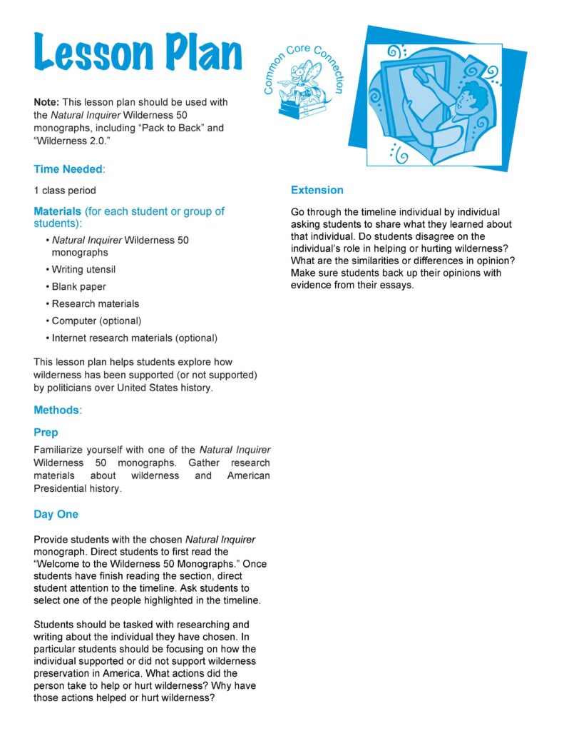 Lesson Plan - Wilderness 50 - Natural Inquirer