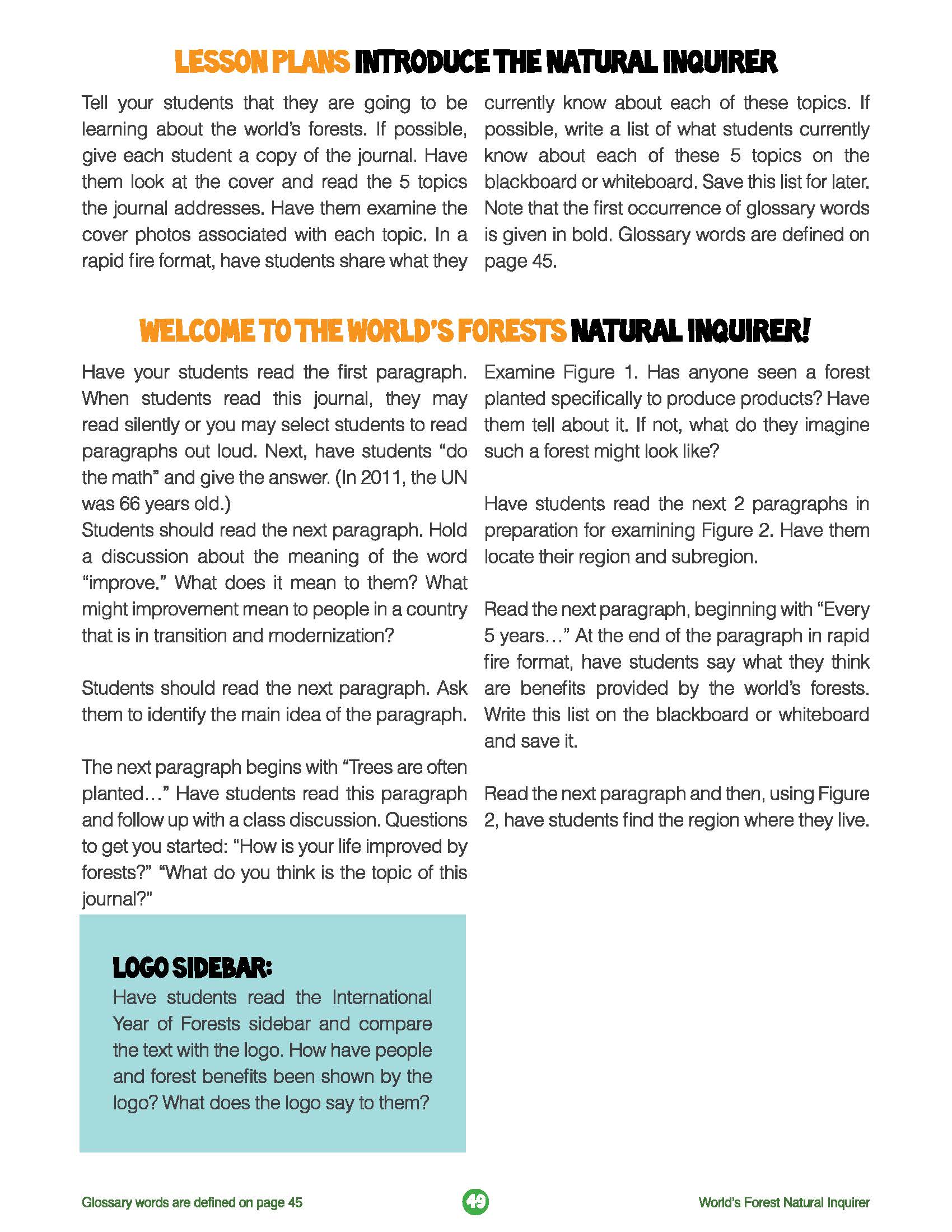 Lesson Plan - The World's Forest 2 - Natural Inquirer