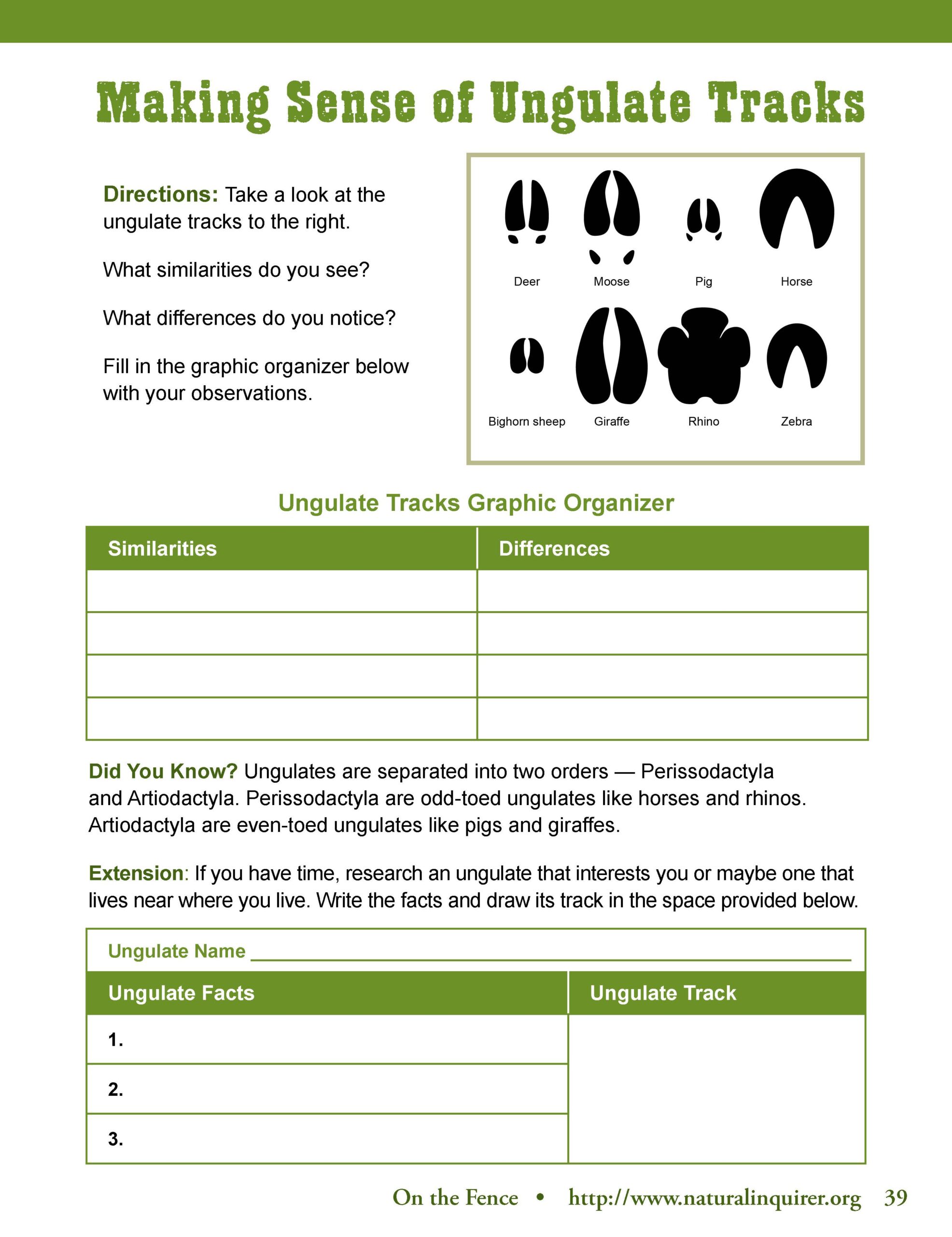 Activity - Making Sense of Ungulate Tracks - Natural Inquirer