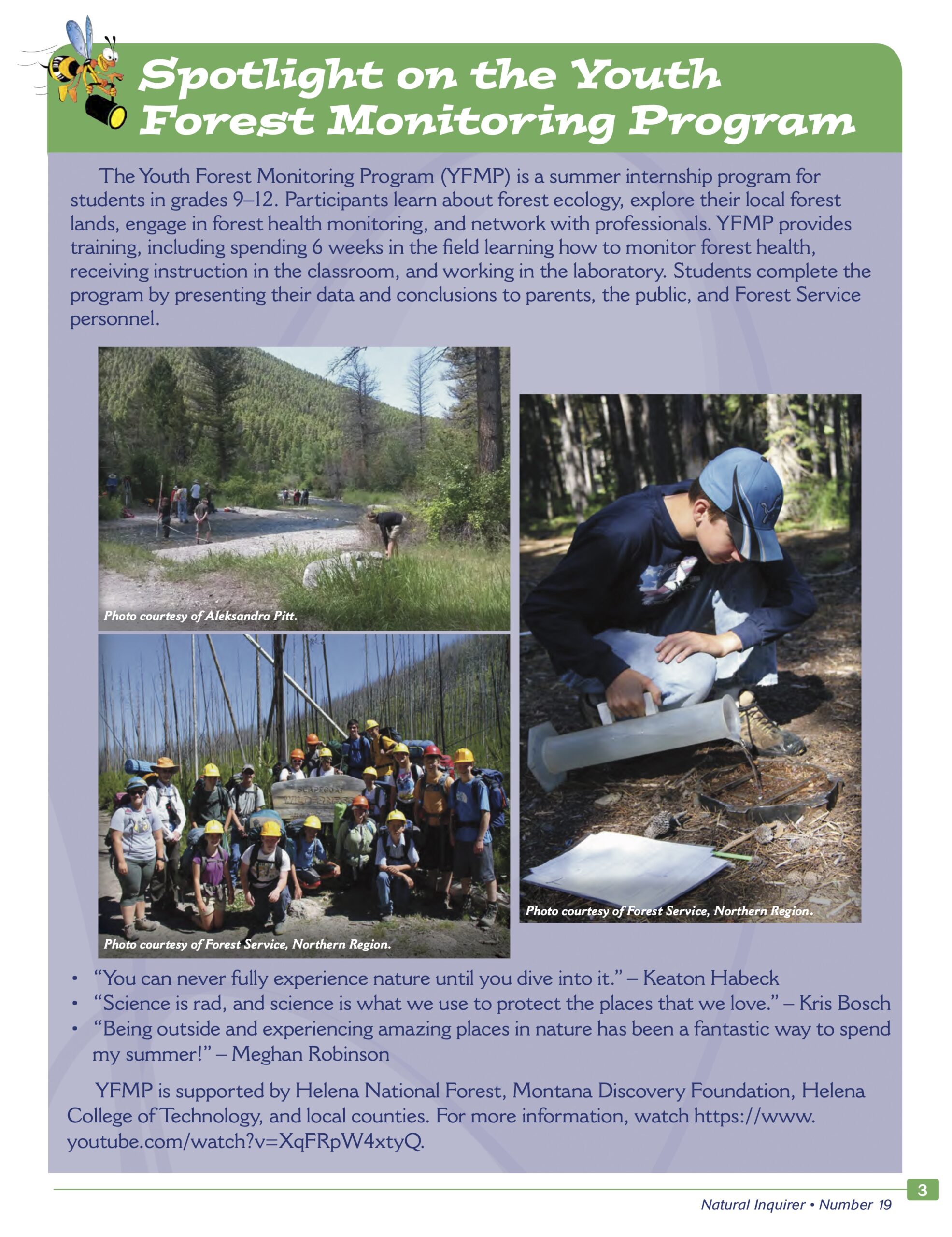 Spotlight - Youth Forest Monitoring Program - Natural Inquirer
