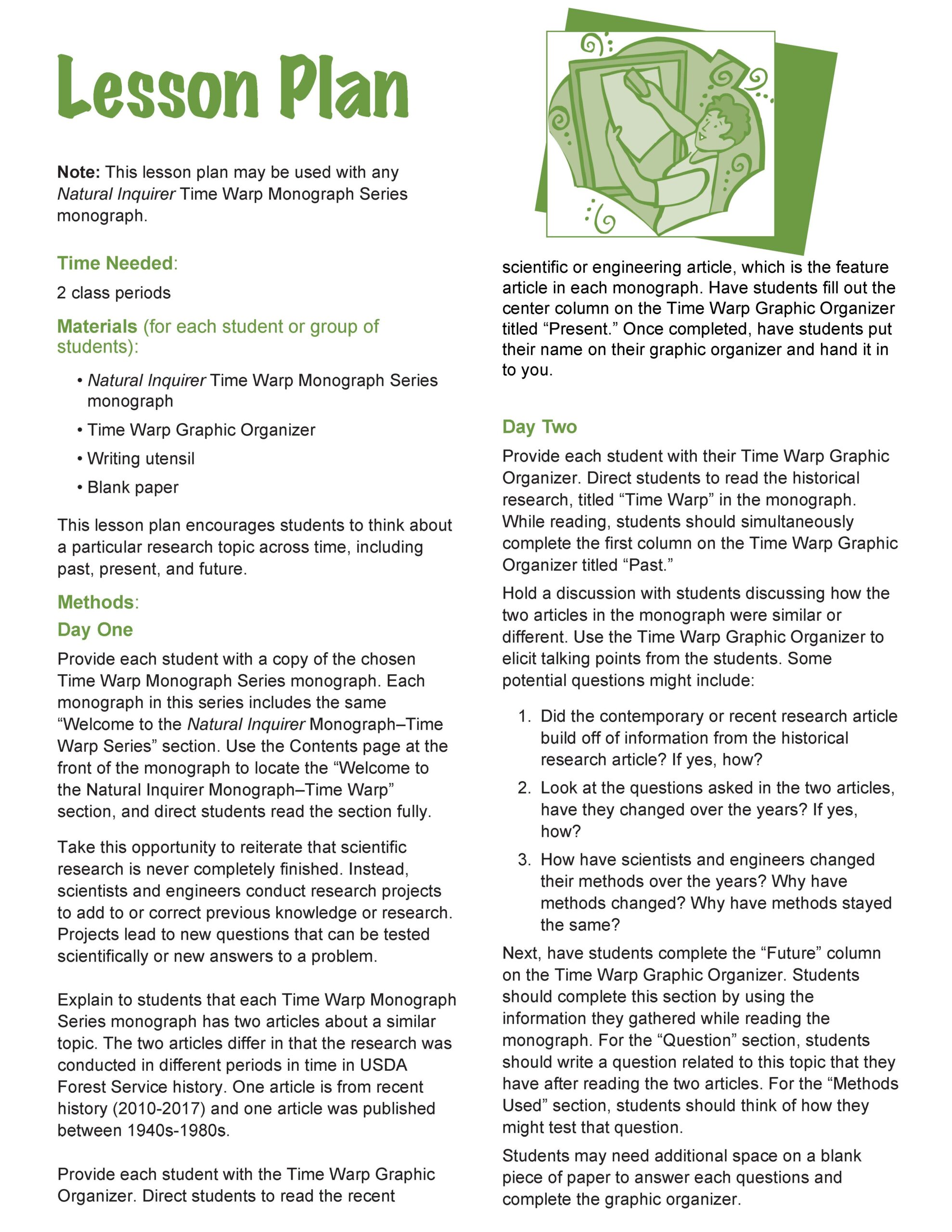 Lesson Plan - Time Warp Monograph Series - Natural Inquirer