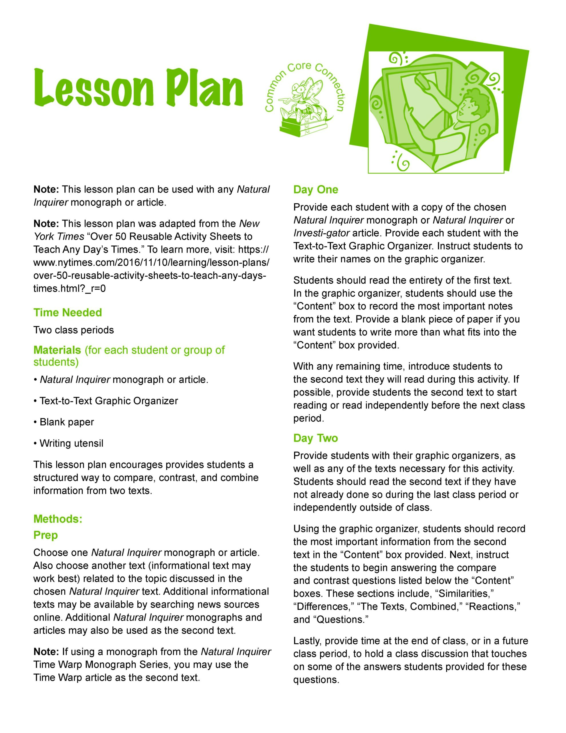 Lesson Plan - Text to Text - Natural Inquirer