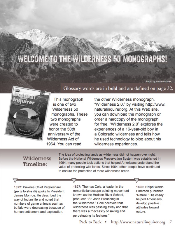 Spotlight - Wilderness Act Timeline (Pack to Back) - Natural Inquirer
