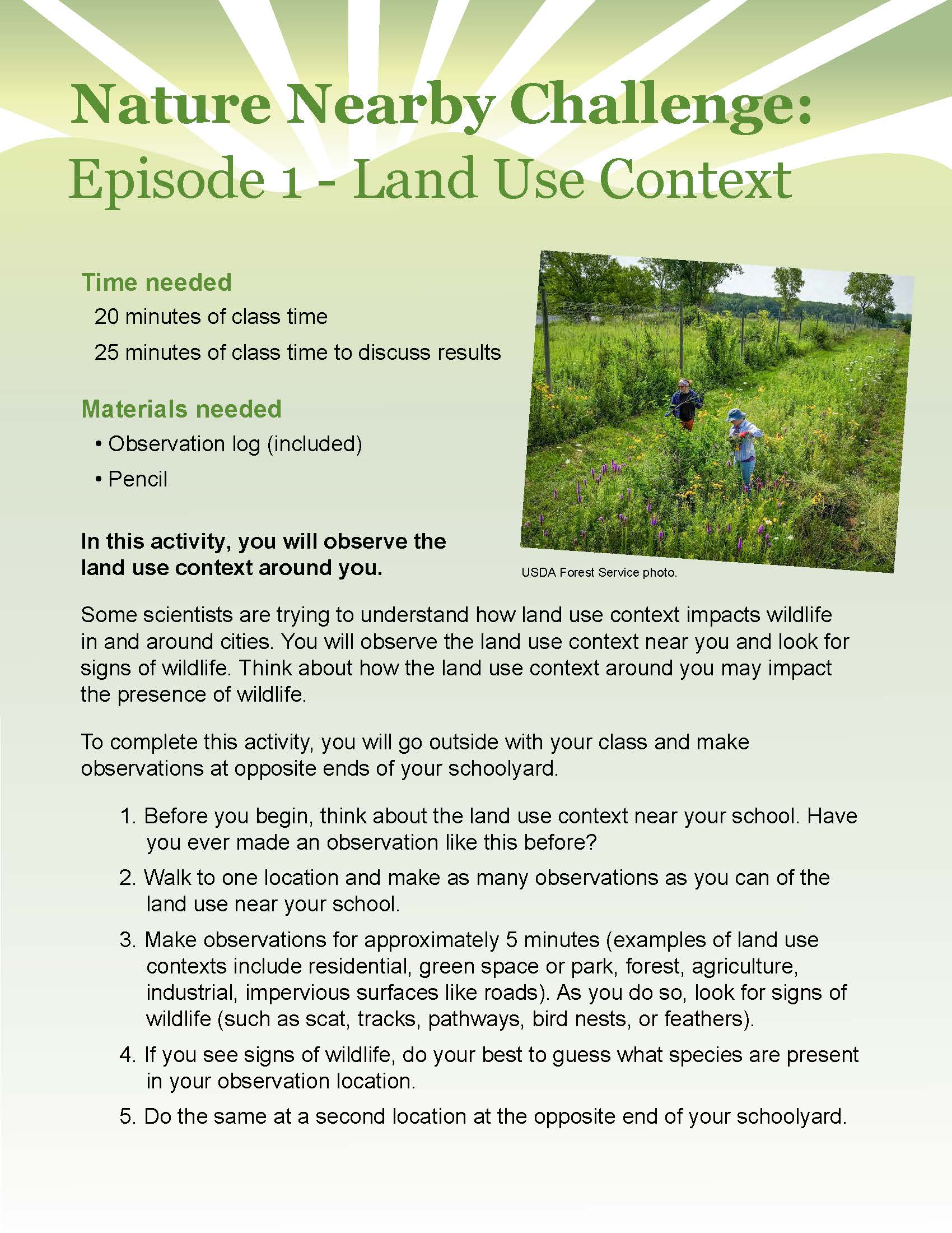 Ecosystems LIVE Episode 1 - Activity - Land Use Context - Natural Inquirer