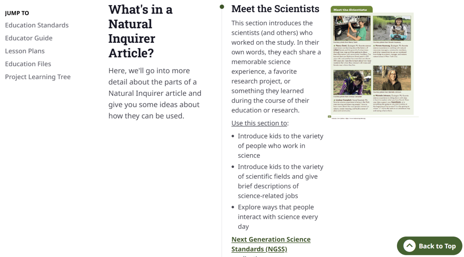 Updated Tools for Teachers: Journals and Monographs - Natural Inquirer